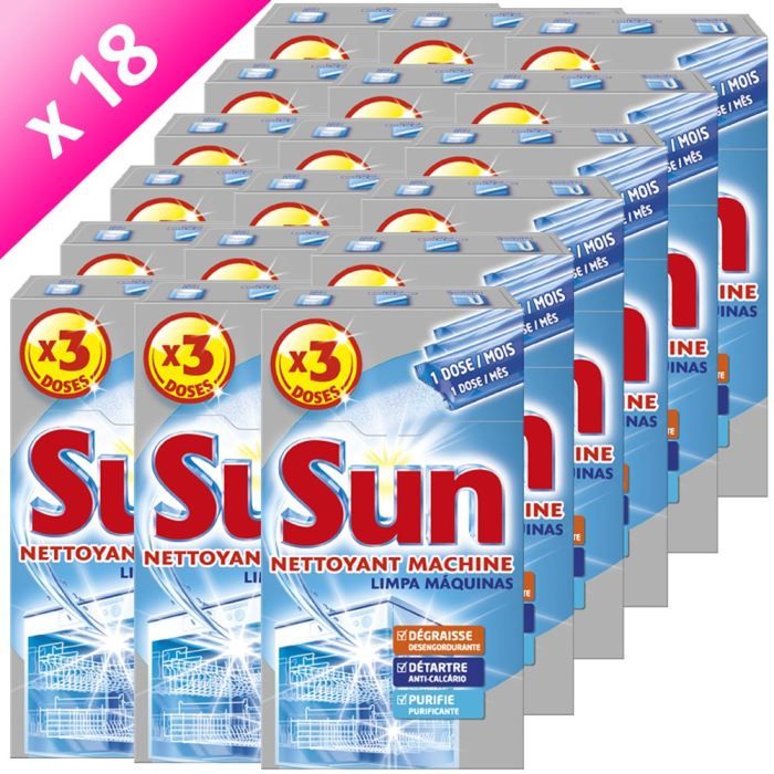 SUN Nettoyant Machine 3 Doses de 0,12 kg (x18) - Cdiscount Au quotidien