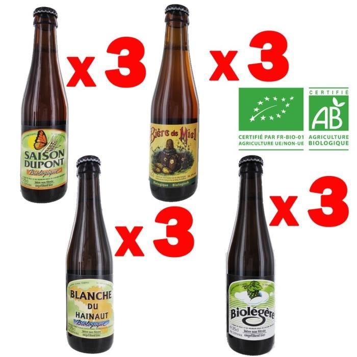 12 bières bio belges 12 x 25cl - La cave Cdiscount