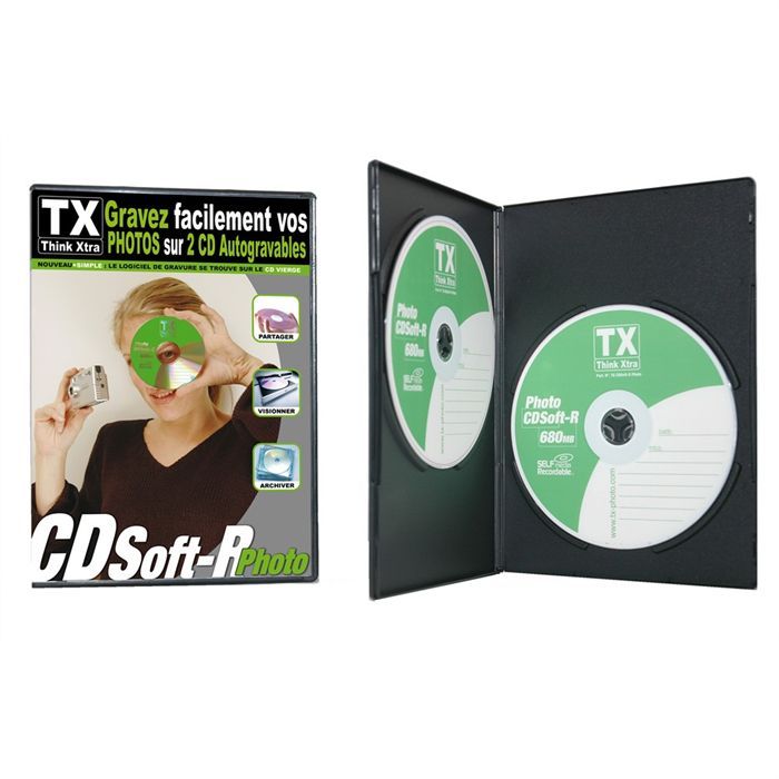 TX CD-R Soft-R Photo - Pack de 2 - 700 Mo - 80 min - Logiciel de ...