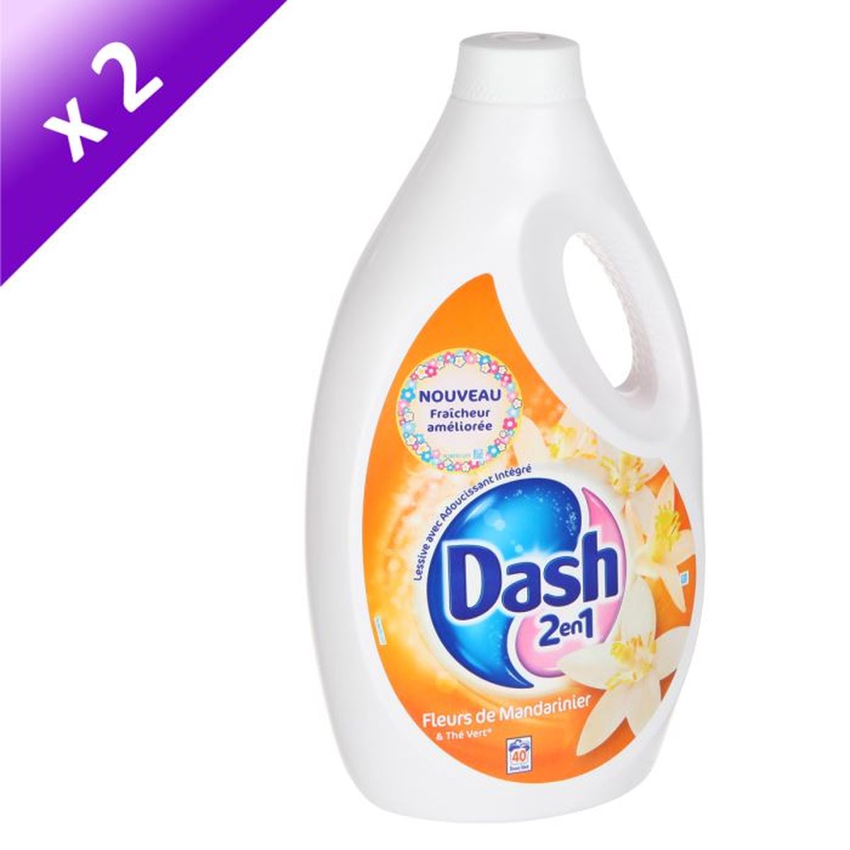 DASH Lessive Fleurs Mandarinier Lot 2x40d. 2x2.6L - Cdiscount Au quotidien