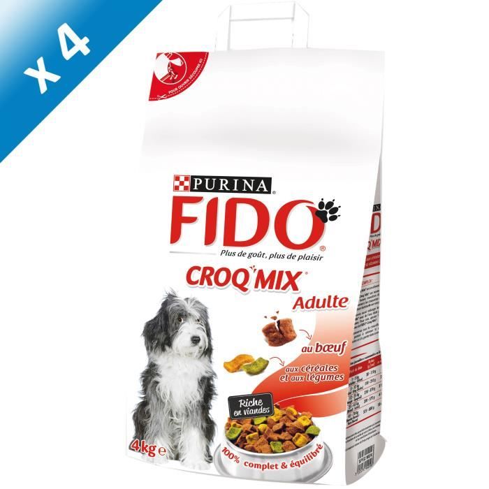 FIDO Croquettes mix au bœuf - Pour chien adulte - 4kg (x4) - Cdiscount ...