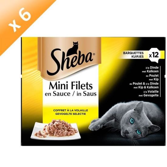 SHEBA Mini filets barquettes en sauce - A la volaille - Pour chat - 12 ...