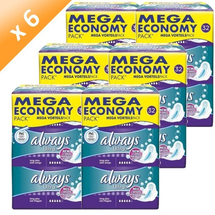ALWAYS Ultra Long + Mega x32 (x6) - Cdiscount Au quotidien
