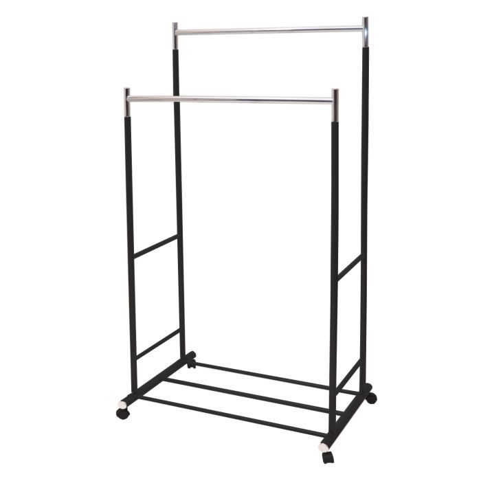 Double portant à roulette noir - Cdiscount Maison