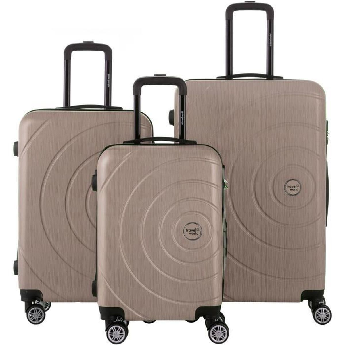 TRAVEL WORLD Ensemble de 3 Valises 55/65/75 Cm Champagne