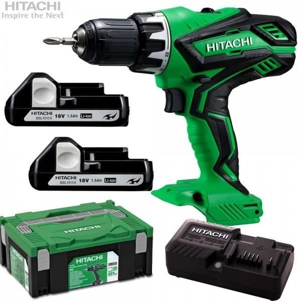 HITACHI POWER TOOLS Perceuse visseuse 2x18V 1,5Ah Li-ion et un coffret ...