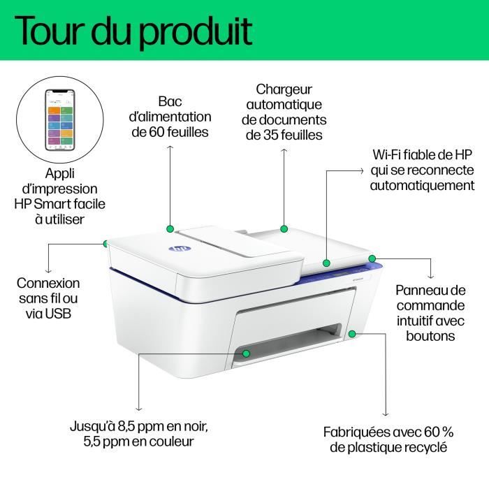 Imprimante tout-en-un HP Deskjet 4230e Jet d'encre couleur + Carte ...