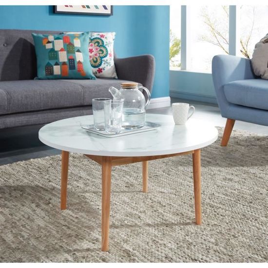 ADELE Table basse ronde 70x70 cm - Marbre - Cdiscount Maison