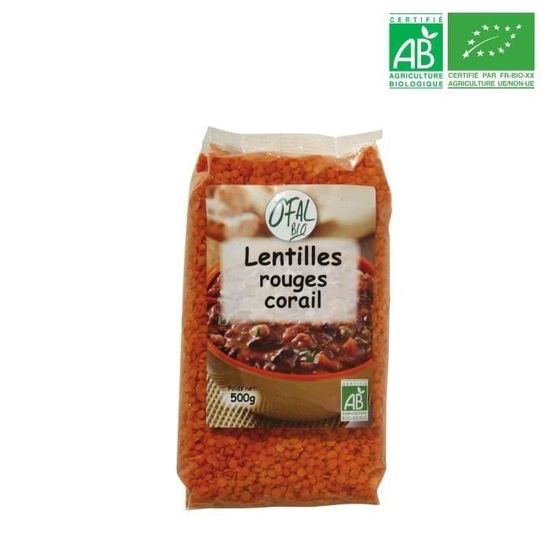 OFAL BIO Lentilles rouge corail - 500 g - Cdiscount Au quotidien
