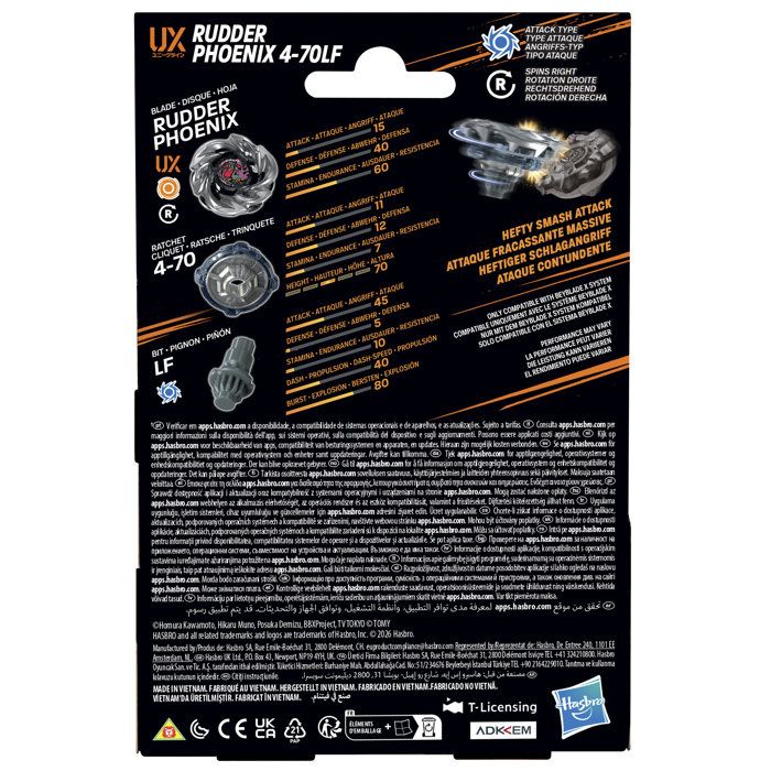 Beyblade X Starter Pack Rudder Phoenix 4-70LF UX, toupie Takara Tomy de ...