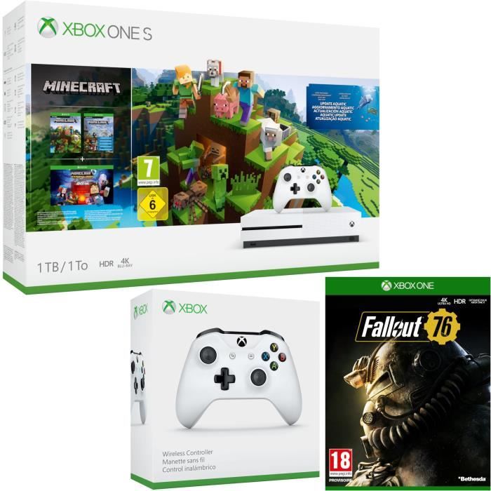 Xbox One S 1 To Minecraft + Fallout 76 + manette - Cdiscount Jeux vidéo