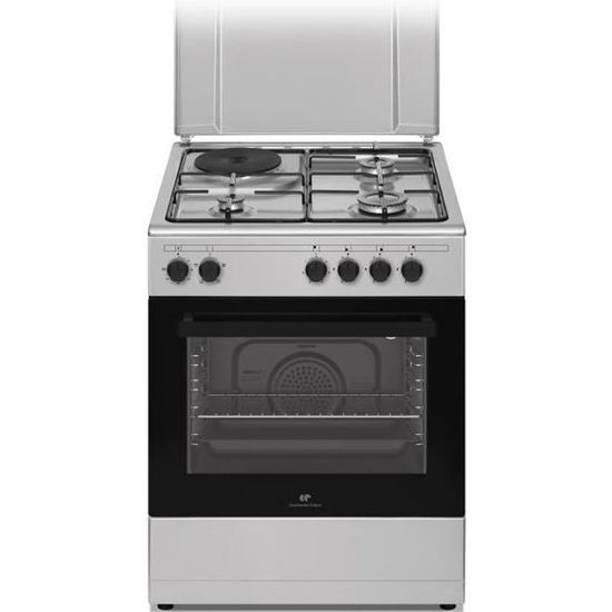 Cuisinière mixte CONTINENTAL EDISON CECM60FCS - 3 feux gaz + 1 électrique - L59,8 x P61 xH83 cm ...