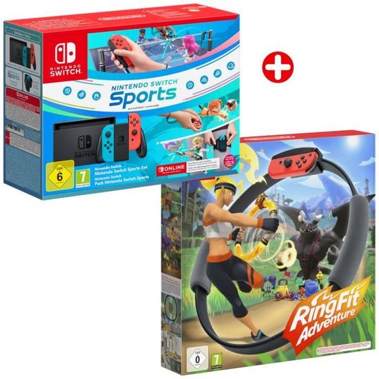 Pack Nintendo Console Nintendo Switch • Bleu Néon And Rouge Néon Ring