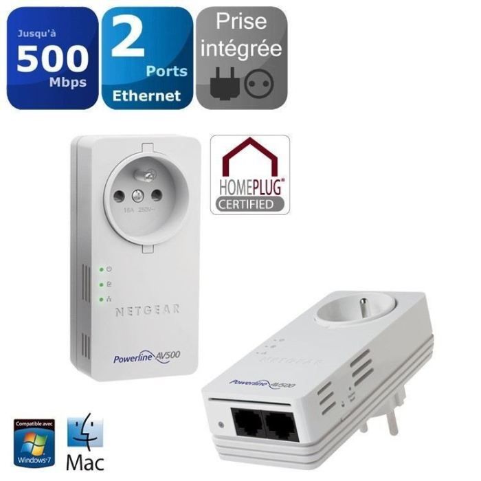 Netgear 2 CPL 500mbps et prises XAVB5602 - Cdiscount Informatique