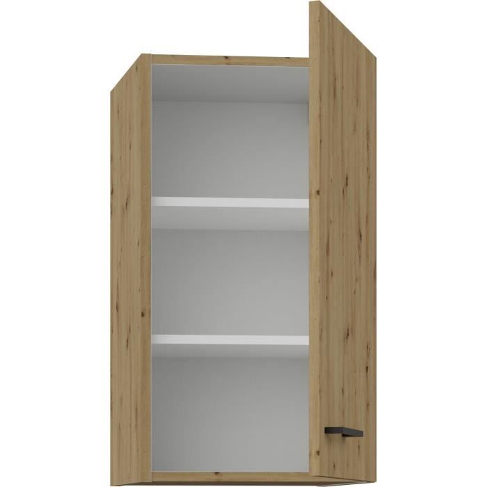 MODENA - Meuble haut - 1 porte - 40 x 31 x 72 cm - Chêne artisan / Noir ...