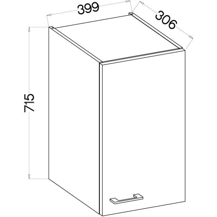 MODENA - Meuble haut - 1 porte - 40 x 31 x 72 cm - Chêne artisan / Noir ...