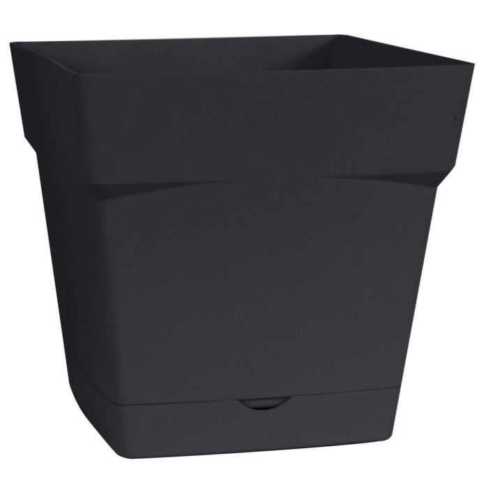 EDA Pot de fleur carré Toscane - 17,4 x 17,4 x H 17,4 cm - 3,4 L - Gris ...