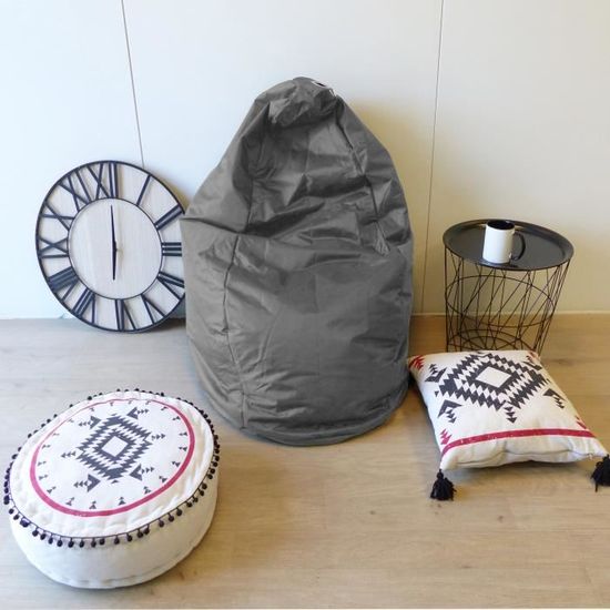 COTTON WOOD Poire Tribe en PVC - Ø 75 x 110 cm - Gris - Cdiscount Maison
