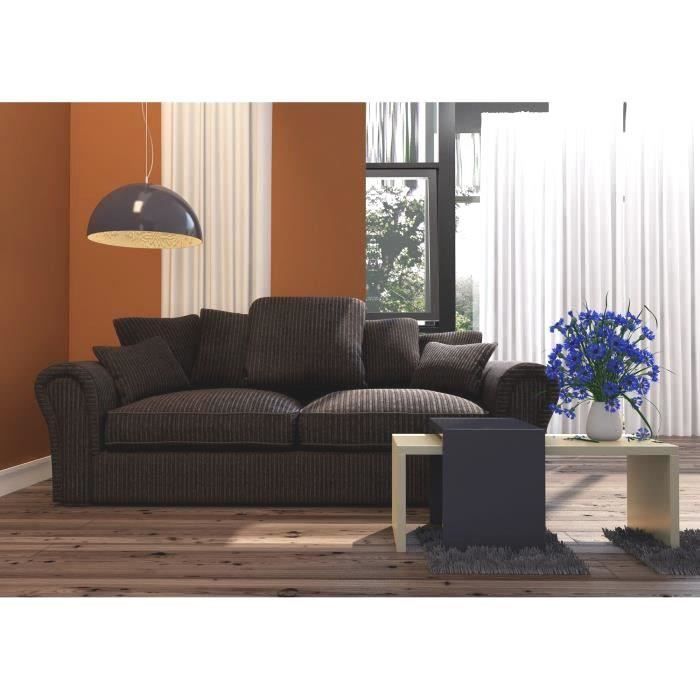 BARCELONA Canapé 3 places - 215x84x96 cm - Tissu - Chocolat - Cdiscount ...