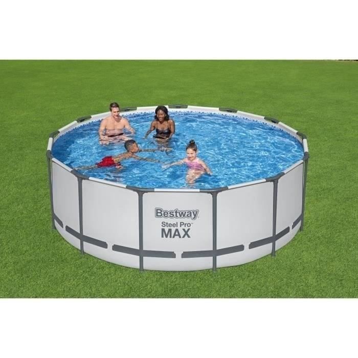 Kit Piscine hors sol tubulaire BESTWAY - Steel Pro Max™ - 396 x 122 cm - Ronde + Aspirateur ...