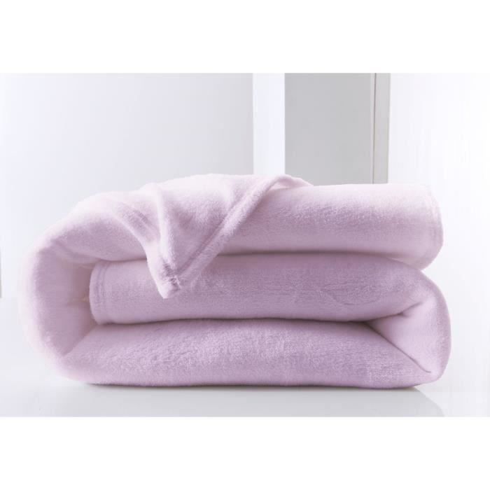 Plaid moelleux 125/150 today poudre de lila - Cdiscount Maison