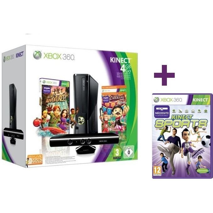 Console salon - Microsoft - XBOX 360 4GO Carnival - Kinect - Jeux ...