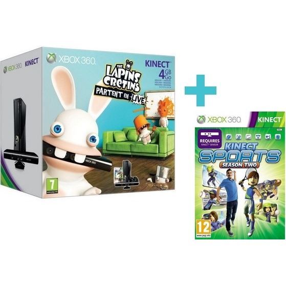 XBOX 360 4Go KINECT LAPINS CRETINS + KINECT SPORTS - Cdiscount Jeux vidéo