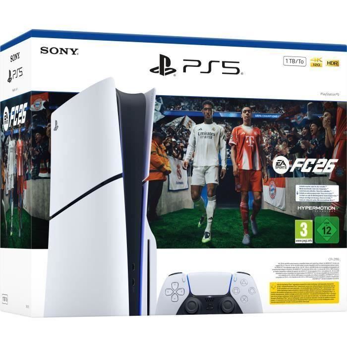 Pack PS5 Standard : Console PlayStation 5 (modèle Slim) + FC26 (code ...