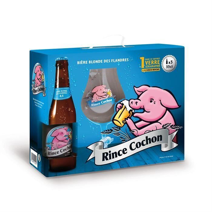 Coffret bière Rince Cochon 3x 33cl + verre - La cave Cdiscount