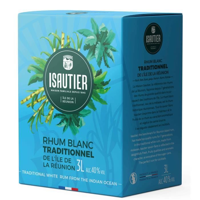 Rhum Blanc 40° Bib 3l Isautier - La cave Cdiscount