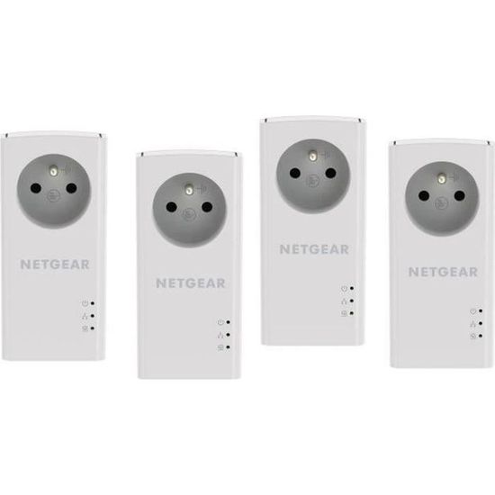 Pack de 4 CPL NETGEAR - 1000 Mbp/s avec Prise filtrée - 1 Port Ethernet ...