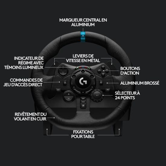 Pack Volant de Course G923 Driving Force LOGITECH - Pour PS5, PS4 et PC ...