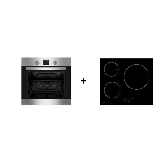 Four encastrable pyrolyse Continental Edison CEF60PBIX + Plaque de cuisson induction OCEATI3Z7 ...