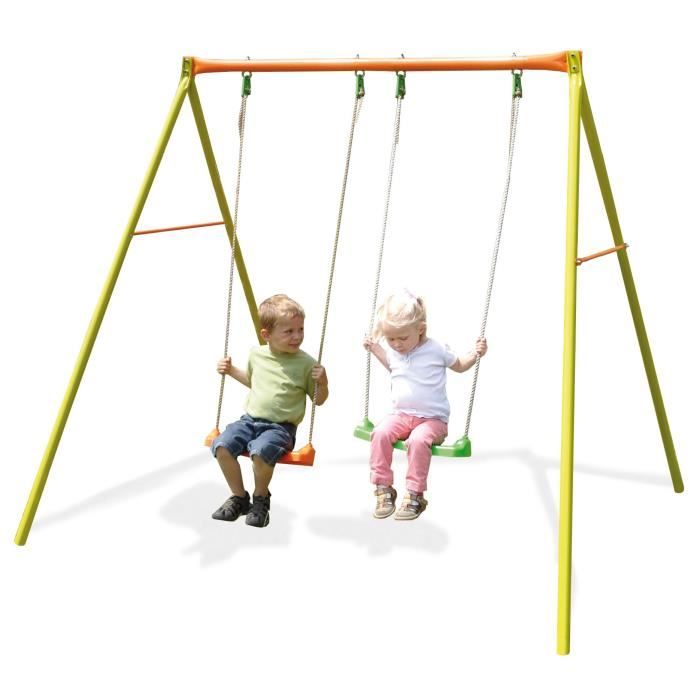 Balançoire / Portique - AMCA Portique Métal 1,90 m équipé de 2 ...