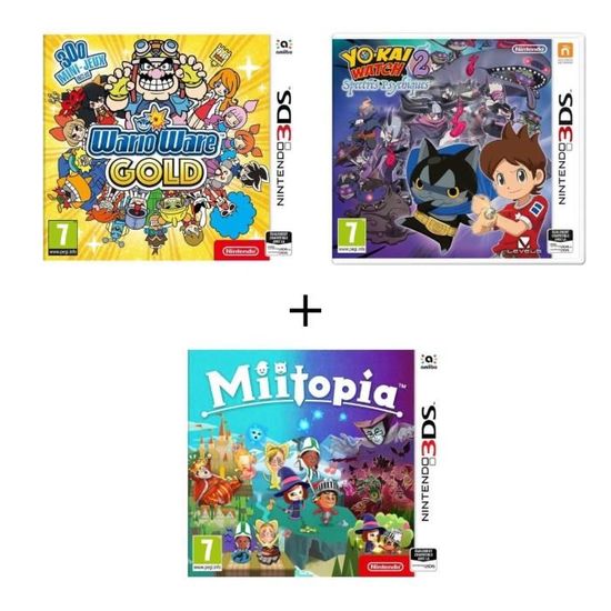 Pack 3 Jeux 3DS WarioWare Gold + Miitopia + Yo-Kai Watch 2 - Cdiscount ...