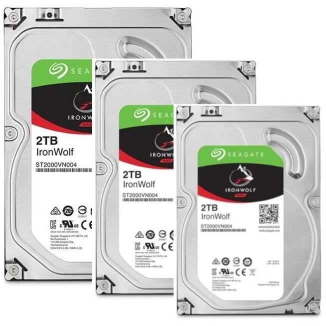 SEAGATE Pack de 3 disque durs NAS HDD Iron Wolf 2To 3,5" - ST2000VN004 ...