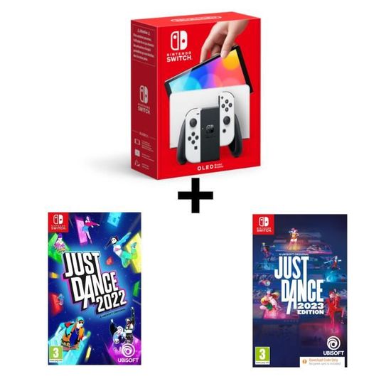 Pack : Console Nintendo Switch (modèle OLED) + Just Dance 2022 + Just ... Pack : Console Nintendo Switch (modèle OLED) + Just Dance 2022 + Just ...