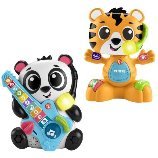 Lot de 2 -Link Squad Fisher-Price Panda et Tigre -Jouet d’éveil musical ...