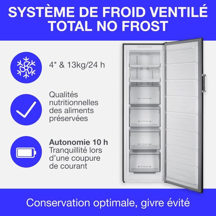 Congélateur armoire 204L - Total No Frost (Sans givre) - Classe E ...