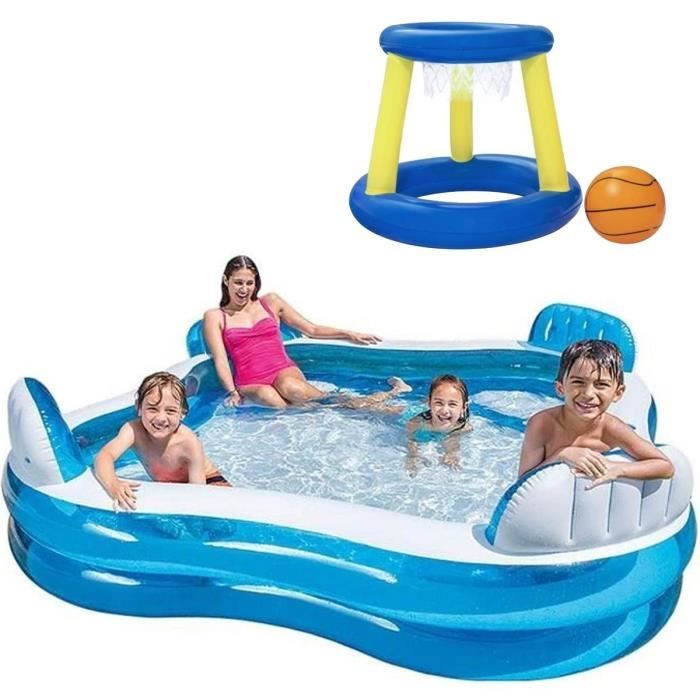 Piscine familiale octogonale avec sièges + Panier de Basket flottant ...