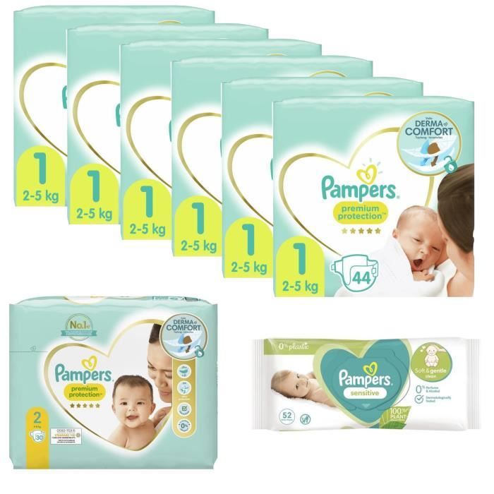 PAMPERS Premium Protection New Baby Taille 1 2 à 5Kg 44 couches ... PAMPERS Premium Protection New Baby Taille 1 2 à 5Kg 44 couches ...