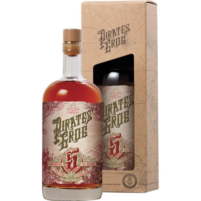 Rhum Pirate's Grog 5 ans - Rhum vieux - Honduras - 37,5%vol - 70cl - La ...