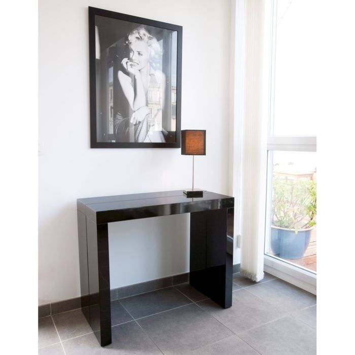 FLAGY Console extensible 200cm laquée noir - Cdiscount Maison