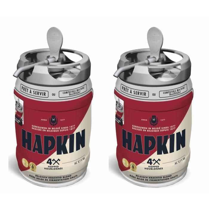 HAPKIN Lot de 2 fûts de bière Blonde compatible Beertender - 2 x Fût de 5 L - La cave Cdiscount