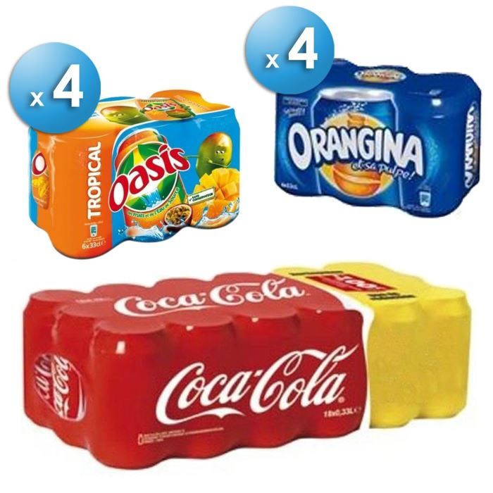 COCA COLA + OASIS Trolpical + ORANGINA Jaune - Cdiscount Au quotidien
