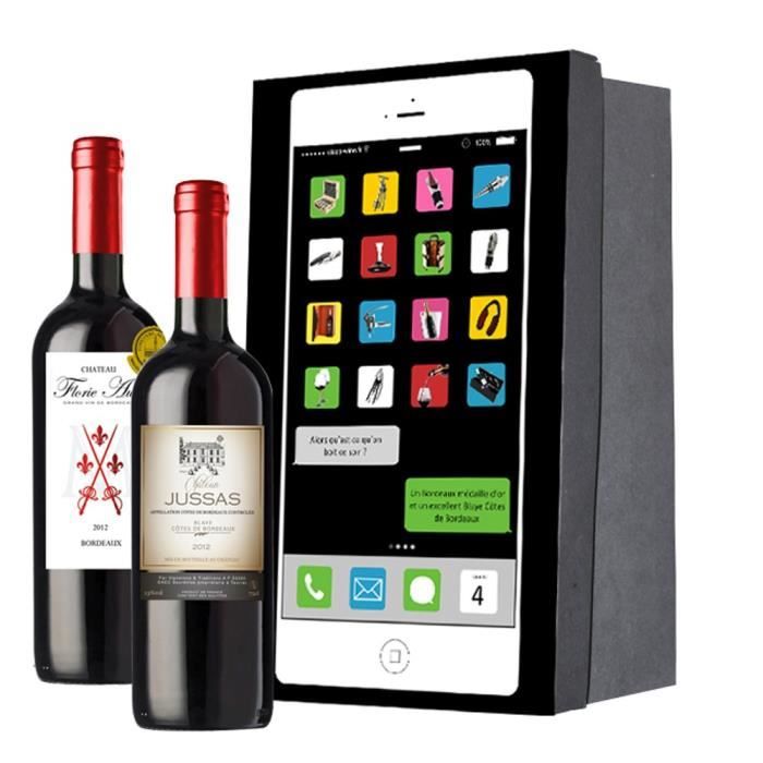 Coffret Vin "smartphone" + 2 bouteilles de vin - La cave Cdiscount