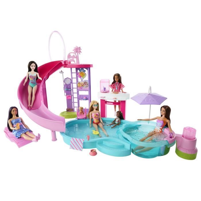 Barbie - Coffret Piscine de Rêve - Toboggan et jacuzzi - Plus de 20 ...