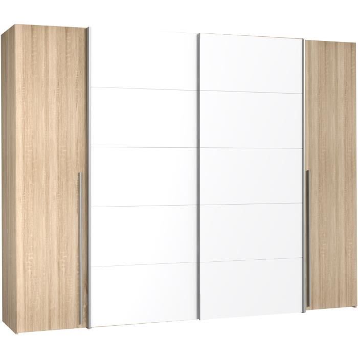 Armoire NARAGO - Décor Chêne Sonoma et blanc mat - 2 portes ...