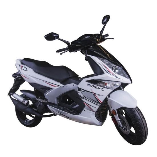 LONGJIA Scooter 50cc Draft 2T 12 Pouces Blanc - Cdiscount Auto