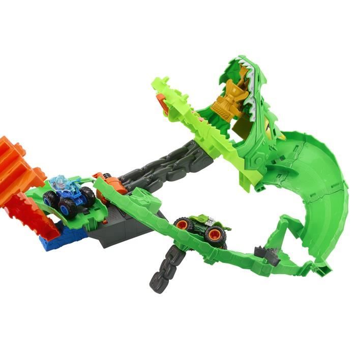 Hot Wheels - Monster Trucks - Coffret Piste Dragon Sharks vs. Dinos ...